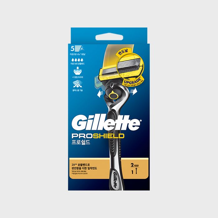 Gillette 2024 ProShield Yellow Razor Handle + 2 Blades – Allkmag